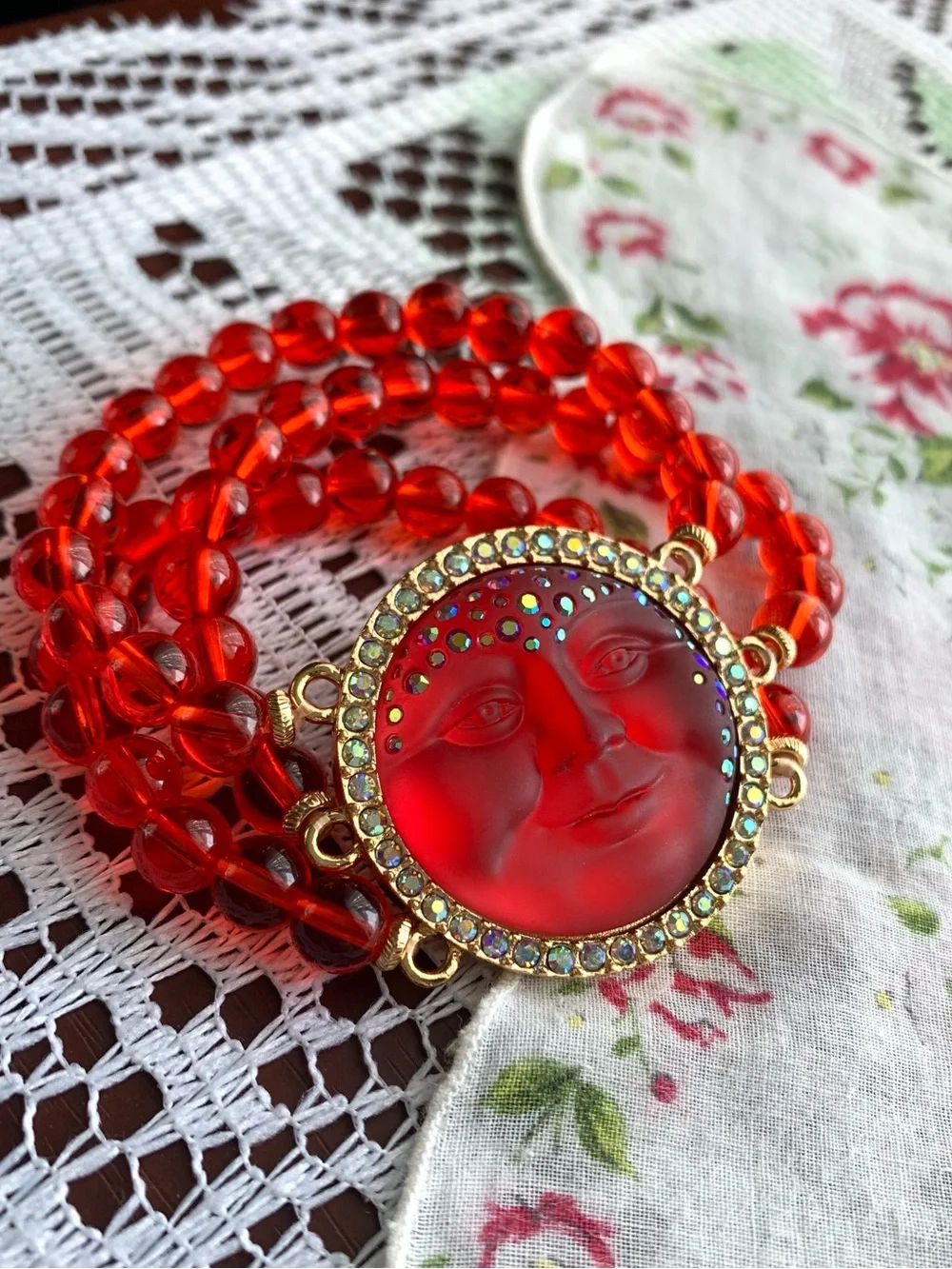 Kirks Folly | Jewelry | Kirks Folly Red Moon Face Glass Beaded ...